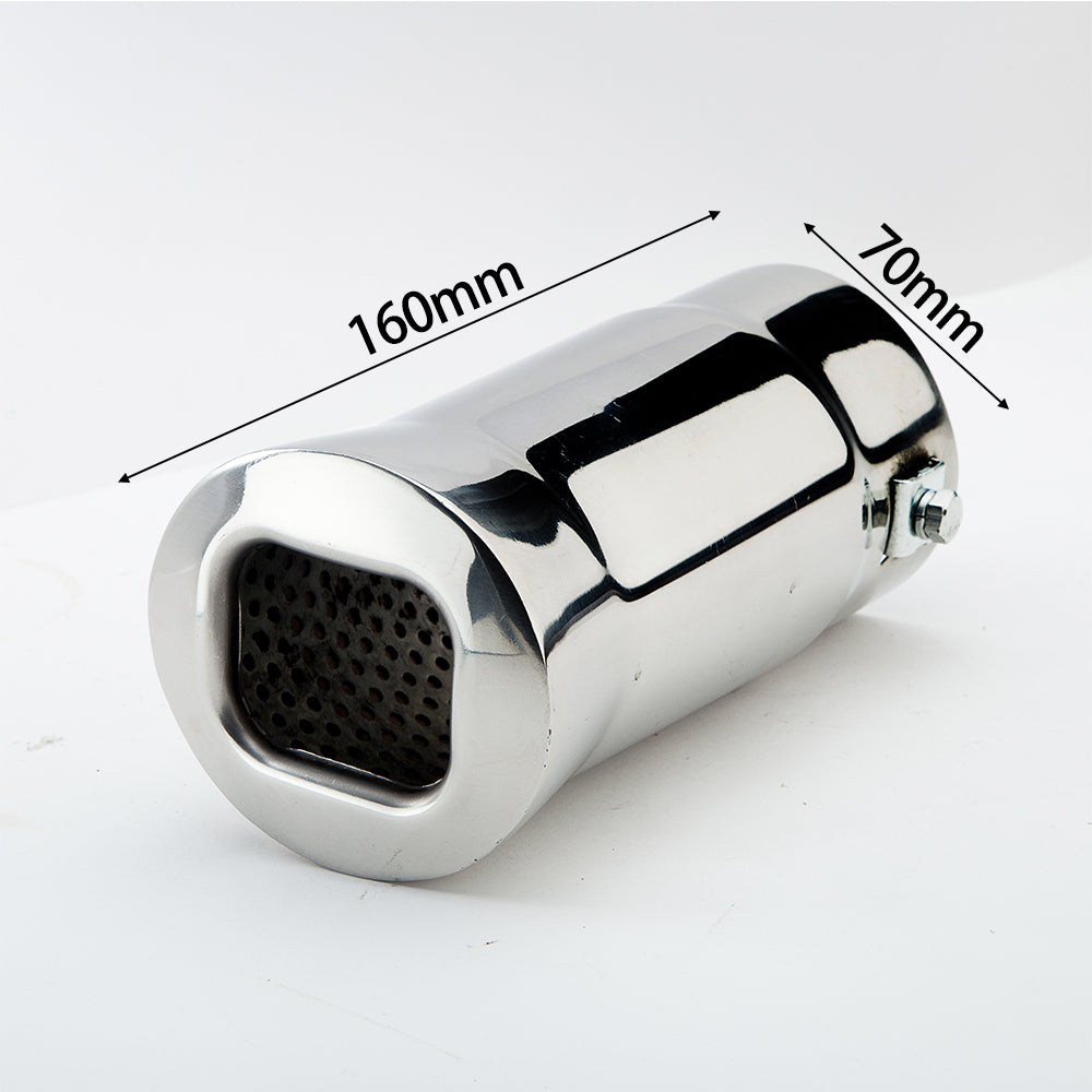 Exhaust Muffler 70mm Stainless Steel Bolt-on silver Straight cut Tip A ...