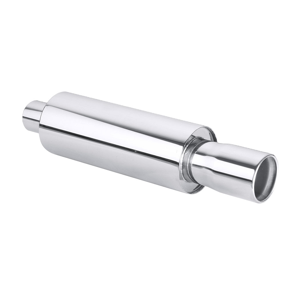 Exhaust Muffler 63mm Stainless Steel Bolt-on Silver Straight cut Tip H ...